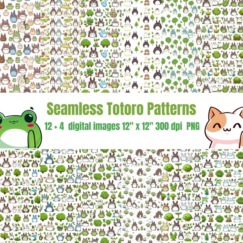 16 Design My Neighbor Totoro Print Bundle • Studio Ghibli • Pattern ...