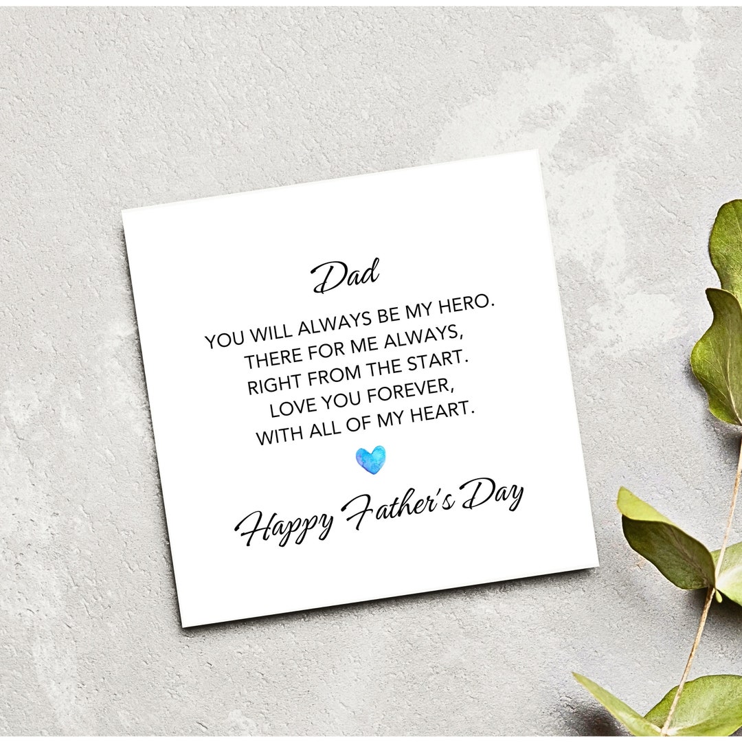 Fathers Day Card for Dad Short Poem Dad Father Day Card - Etsy