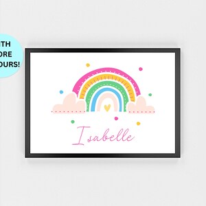 Personalised Rainbow Nursery Print, Custom Baby Name Print, Nursery ...