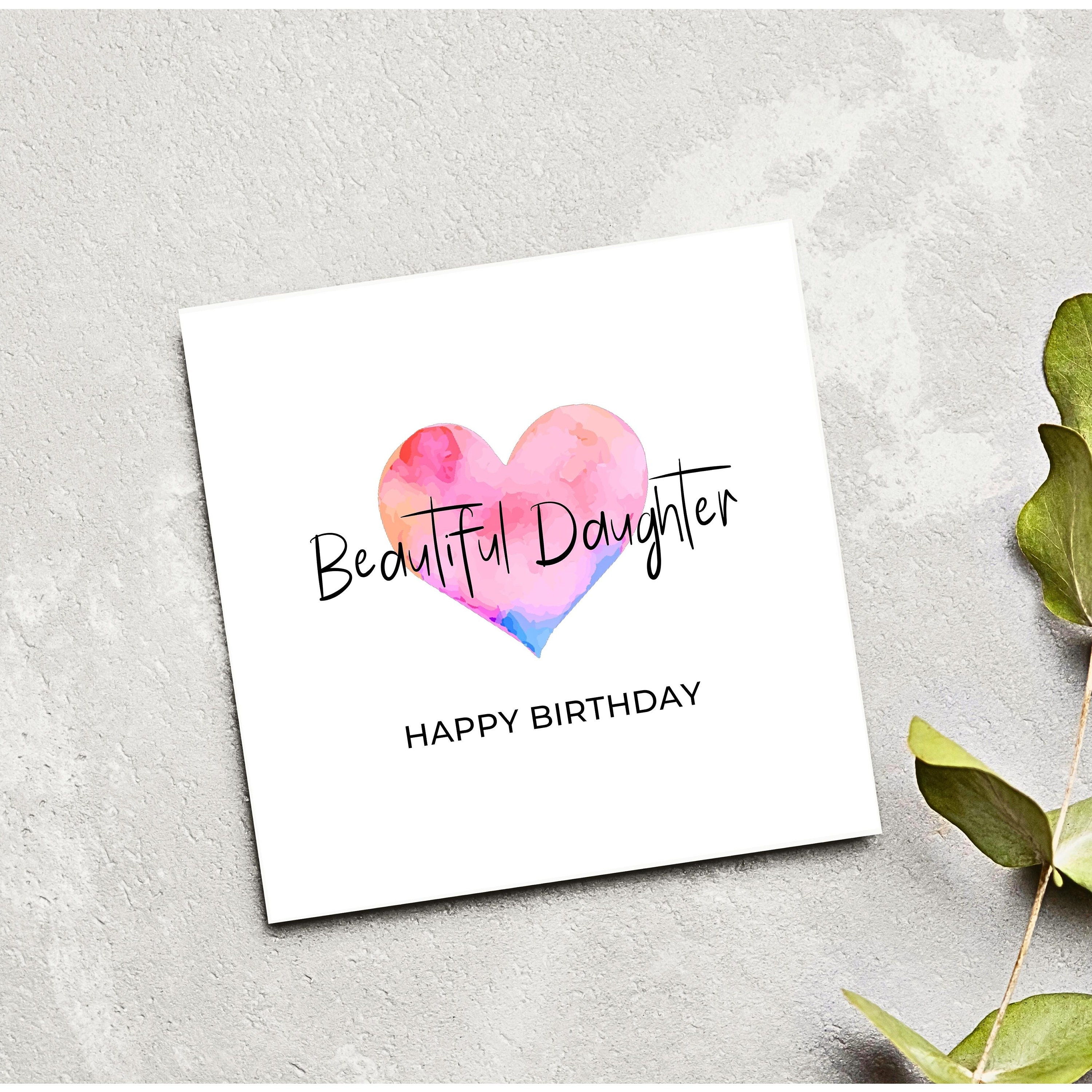 Birthday Card for Daughter Personalised Pink Heart Daughter Birthday ...