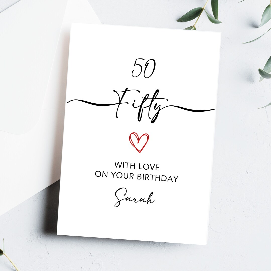 Personalised 50th Birthday Card, 50 Birthday Card, Card for 50th ...