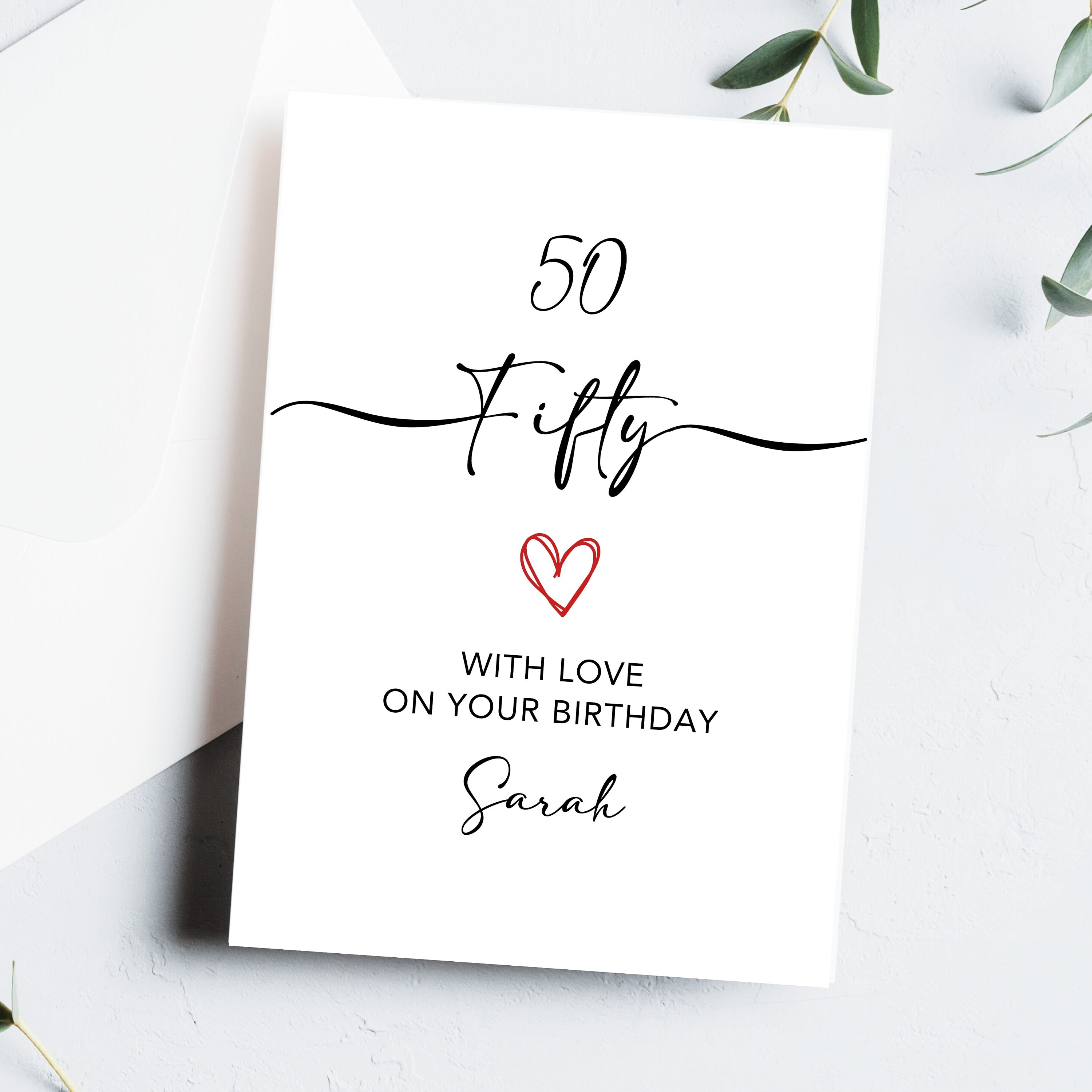Personalised 50th Birthday Card, 50 Birthday Card, Card for 50th ...