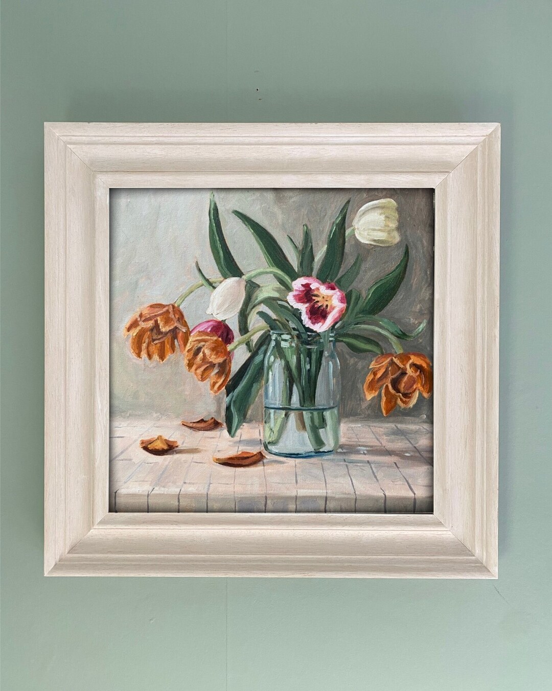 Tulips in a Glass Jar Still Life Impressionist Oil Painting - Etsy