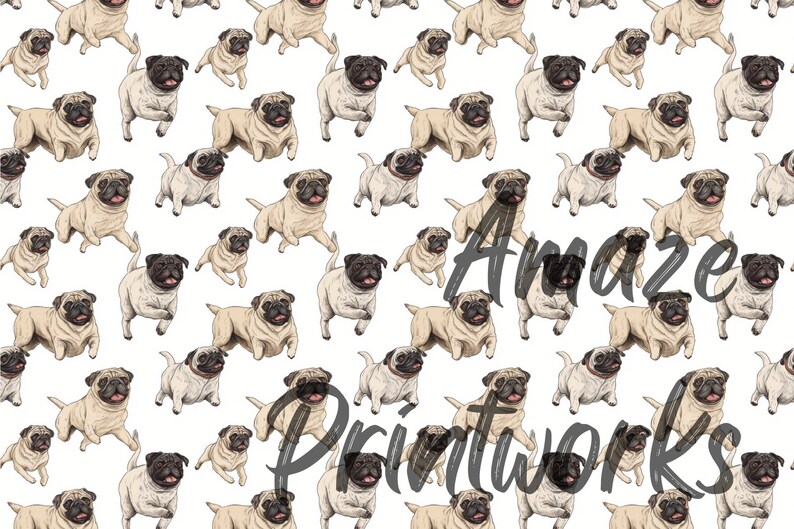 Pugs Digital Paper - Different Styles and Colors - 8 Designs - 12in X ...