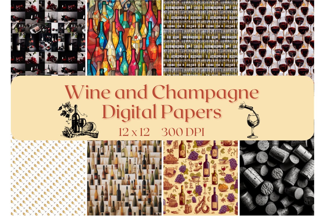 Wine and Champagne Digital Paper - Seamless! - Different Styles and ...