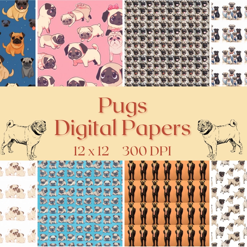 Pug Wallpaper - Etsy