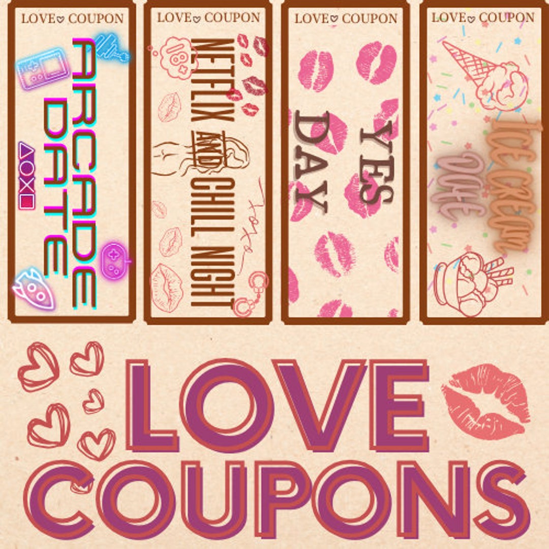 Romantic Love Coupons Printable Pdf, Love Coupons Couple Coupons, Gift ...