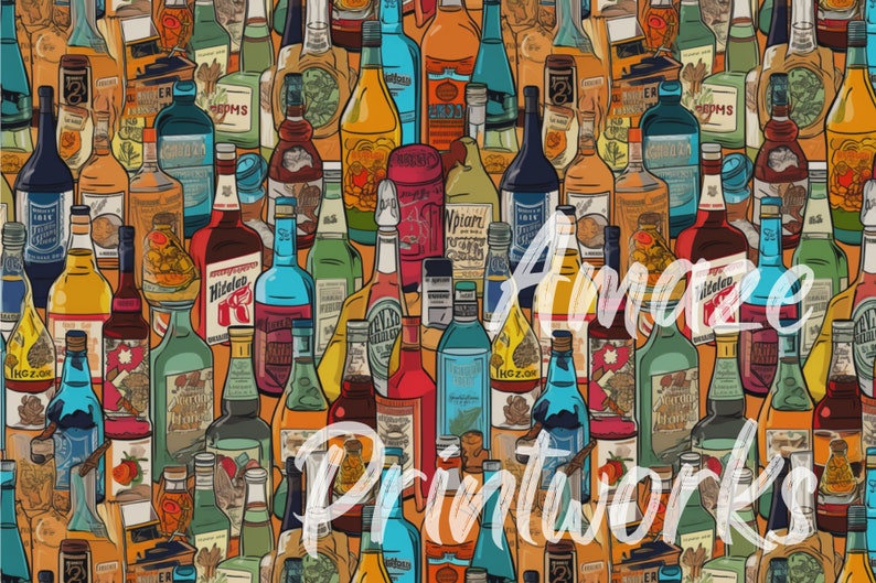 Alcohol and Party Digital Paper - Seamless! - Different Styles and ...