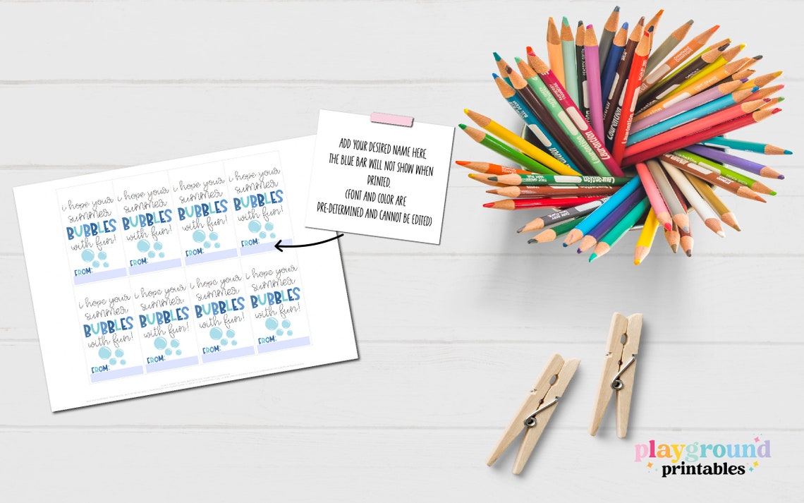 Editable I Hope Your Summer Bubbles With Fun, Bubble Gift Tag, Summer ...