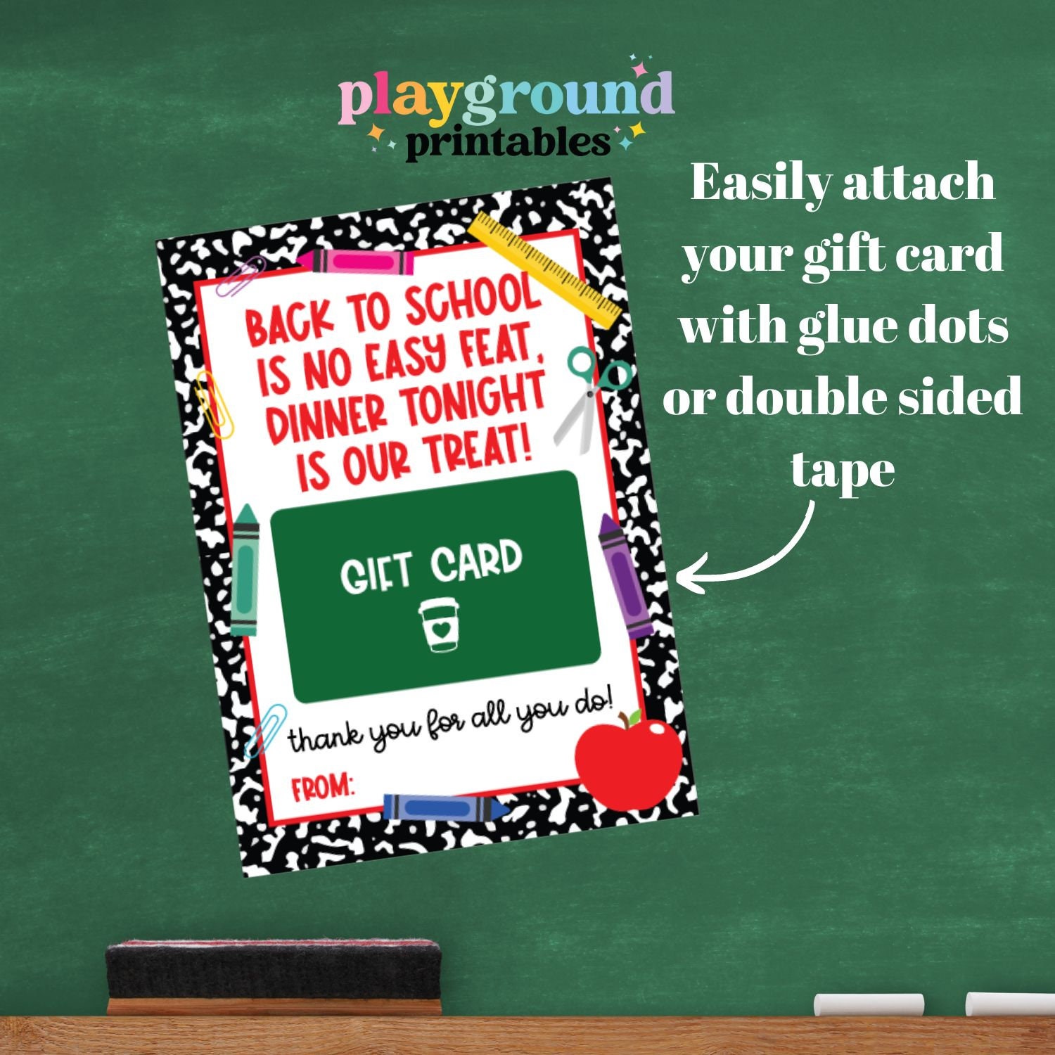 Back to School Teacher Gift Card Holder, Printable, Coffee Gift Card ...