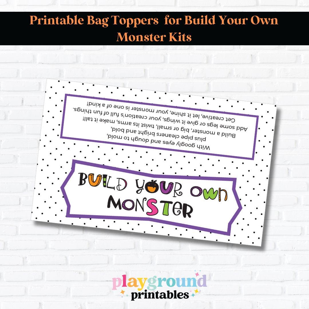 Build Your Own Monster Kit 6.5" Bag Topper, Halloween Class Craft ...