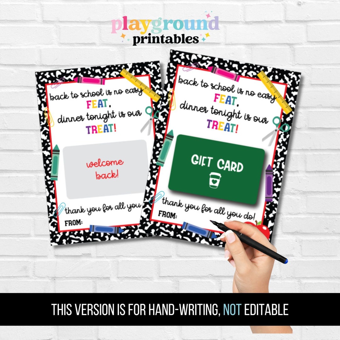 Back to School Teacher Gift Card Holder, Printable,gift Card Holder ...