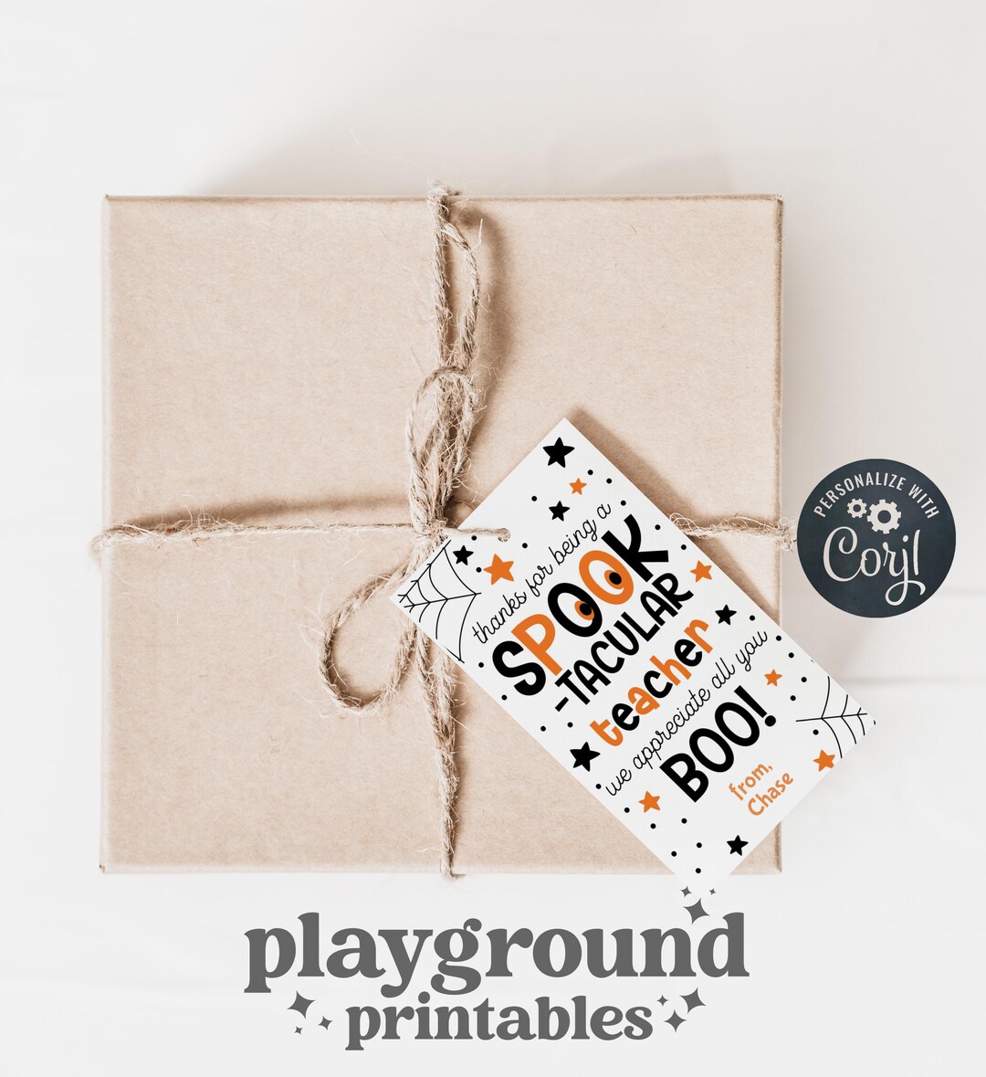 Editable Thanks for Being a Spooktacular Teacher 2" X 3.5" Tag ...