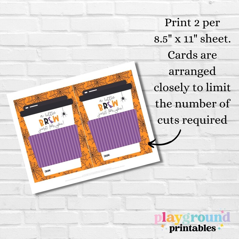 Editable 5" X 7" Halloween "a Little Brew for You" Gift Card Holder ...