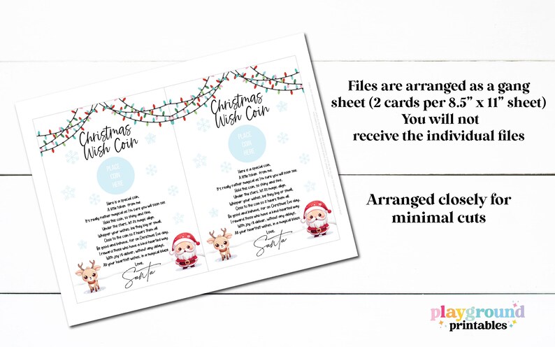 Christmas Wishing Coin Printable 5" X 7", Santa Wishing Coin, Stocking ...