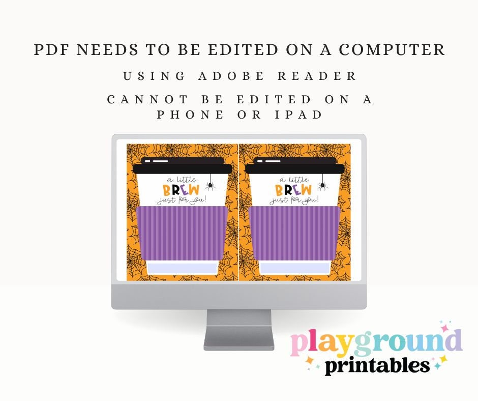 Editable 5" X 7" Halloween "a Little Brew for You" Gift Card Holder ...