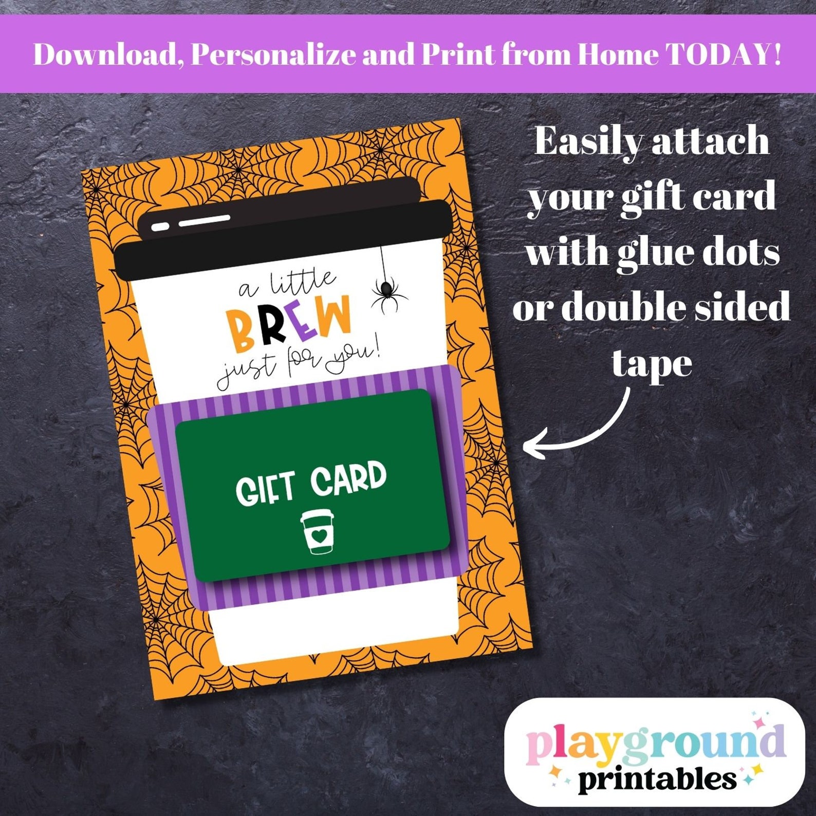 Editable 5" X 7" Halloween "a Little Brew for You" Gift Card Holder ...