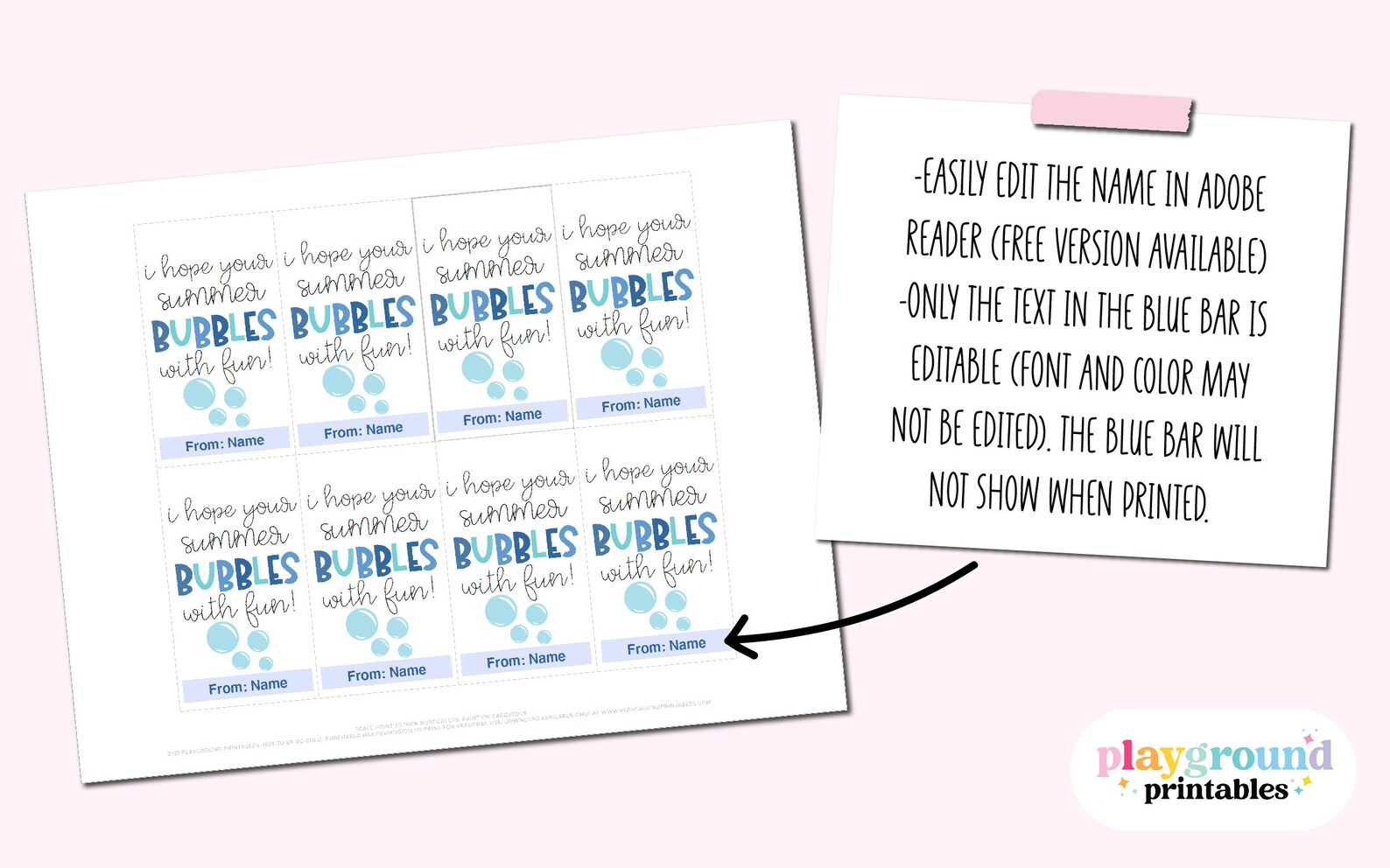 Editable I Hope Your Summer Bubbles With Fun, Bubble Gift Tag, Summer ...