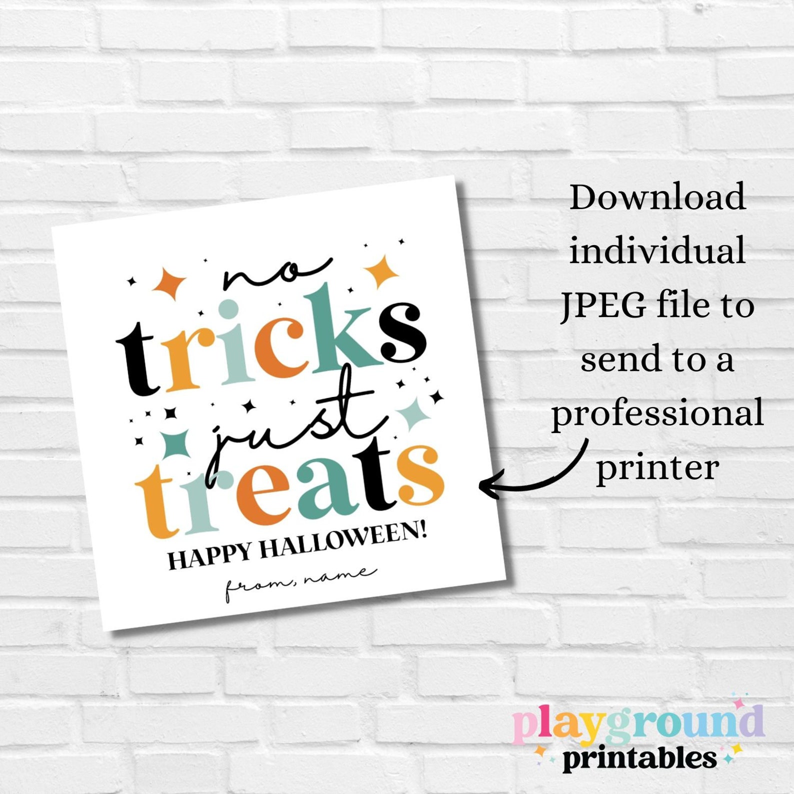 Editable Spooktacular Halloween Teal Orange Retro 3" X 3" Tag ...