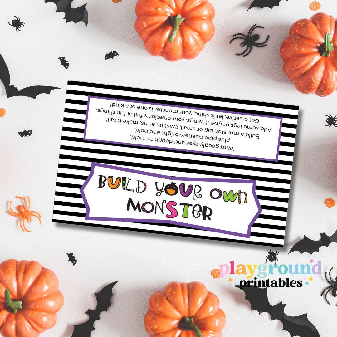 Build Your Own Monster Kit 6.5" Bag Topper, Stripes Halloween Class ...