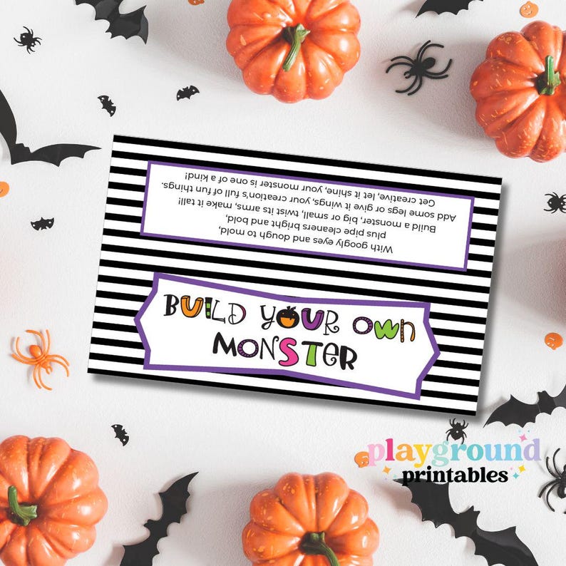 Build Your Own Monster Kit 6.5" Bag Topper, Stripes Halloween Class ...