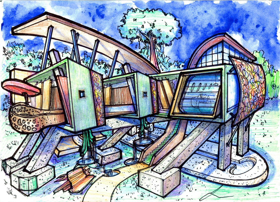 Complicated Mysterious House Architectural Wonderful Design - Etsy