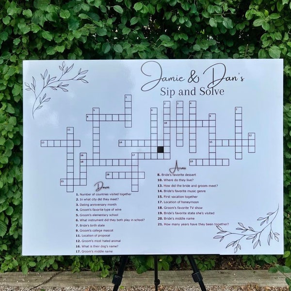Sip and Solve Wedding Crossword - Etsy