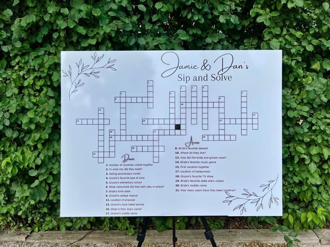 Custom Wedding Crossword Sip and Solve Digital Print at - Etsy