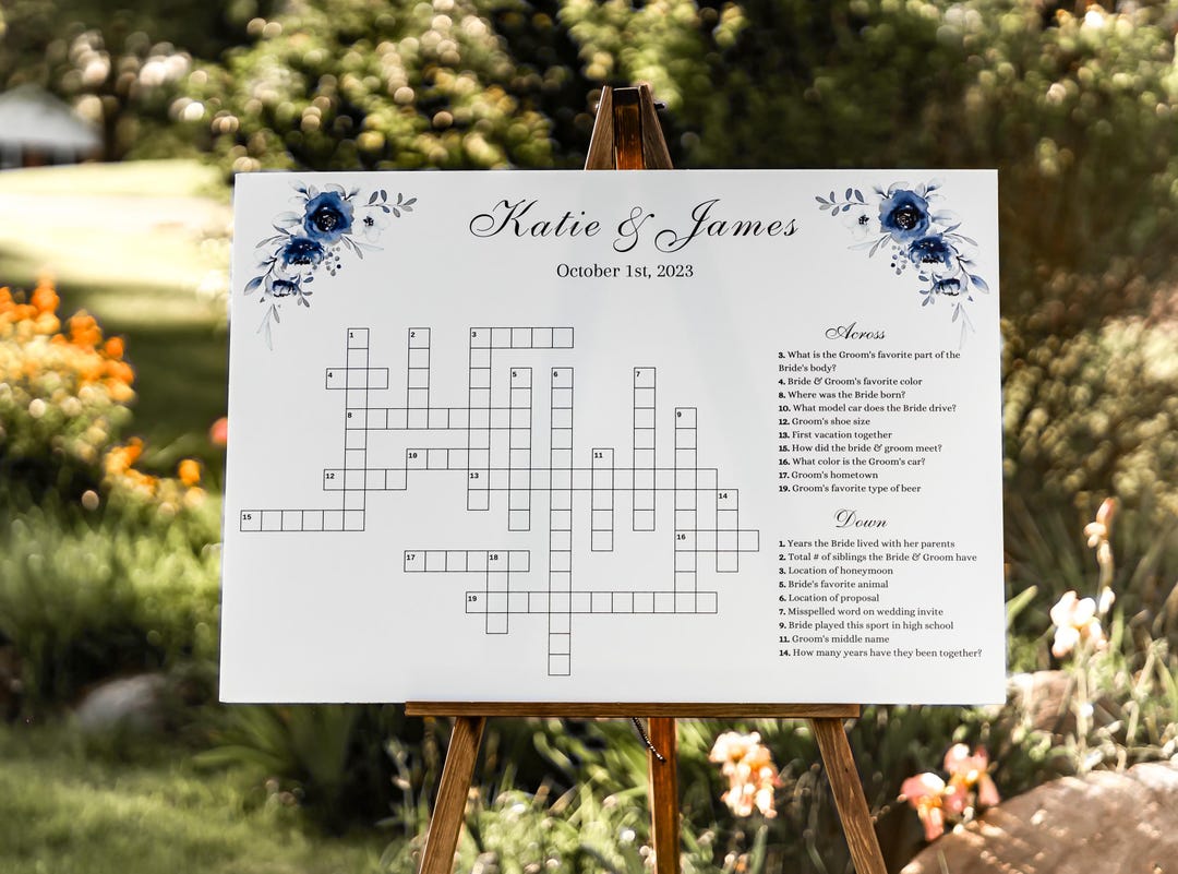 Sip and Solve - Custom Dry Erase Wedding Crossword - Large Print ...
