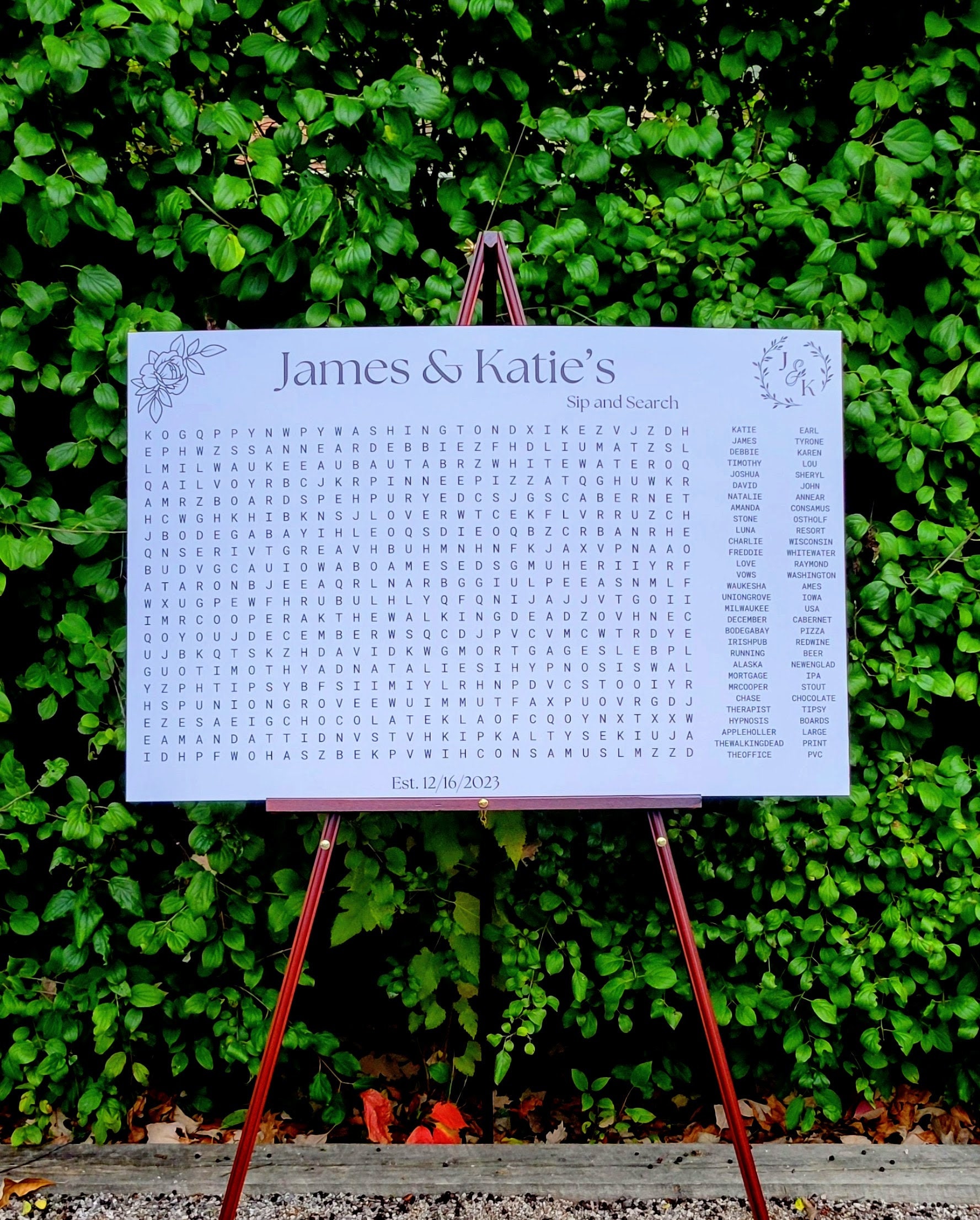 Dry-erase Wedding Word Search - Custom Sip and Search - Large Print ...