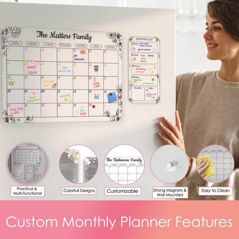 Custom Fridge Calendar for Kitchen, Personalized Family Calendar for ...
