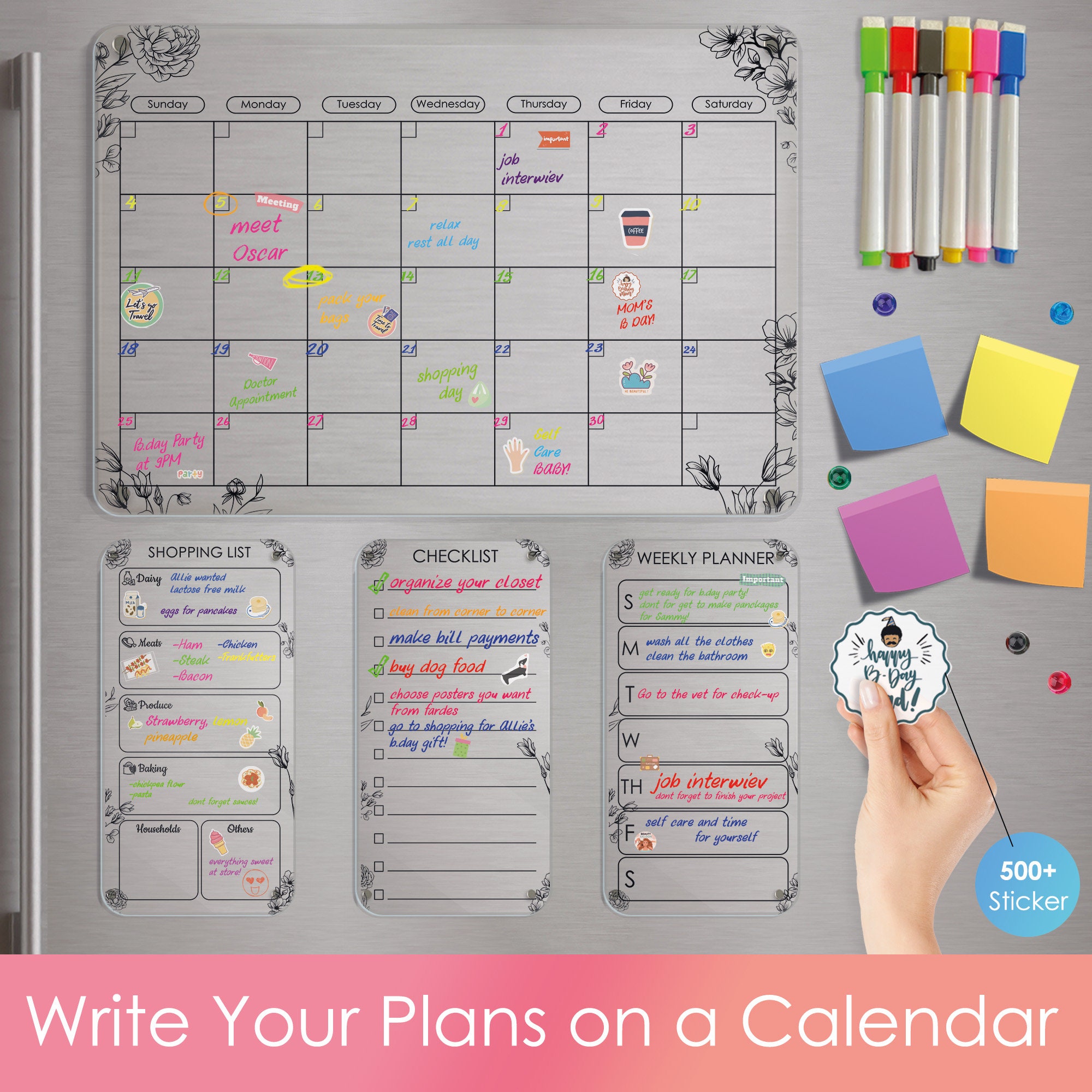 Custom Fridge Calendar for Kitchen, Personalized Family Calendar for ...