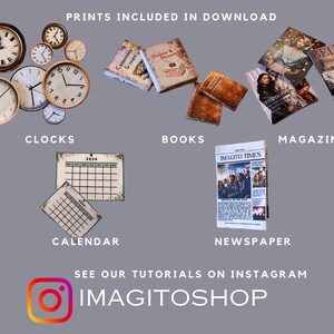 Dollhouse Digital Download 1:12 Miniature Clocks, Magazines, Calendar ...