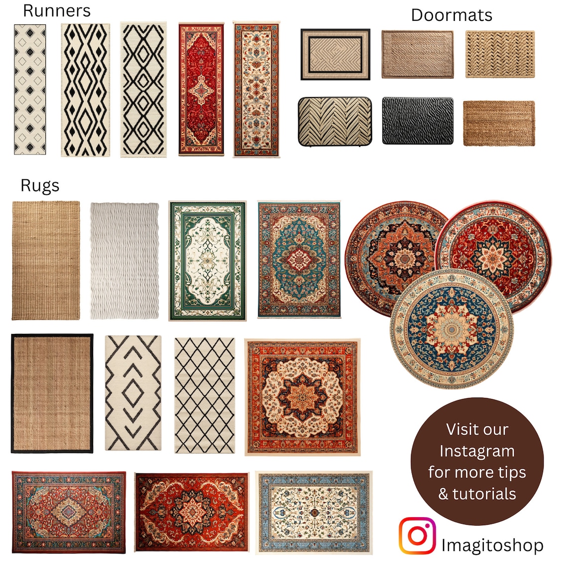 Dollhouse Rugs Printable. Printable Miniature Doormats and Runner ...