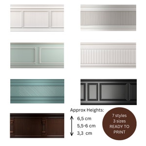 Dollhouse Wainscot and Wallpapers, Printable Miniature Wainscoting ...