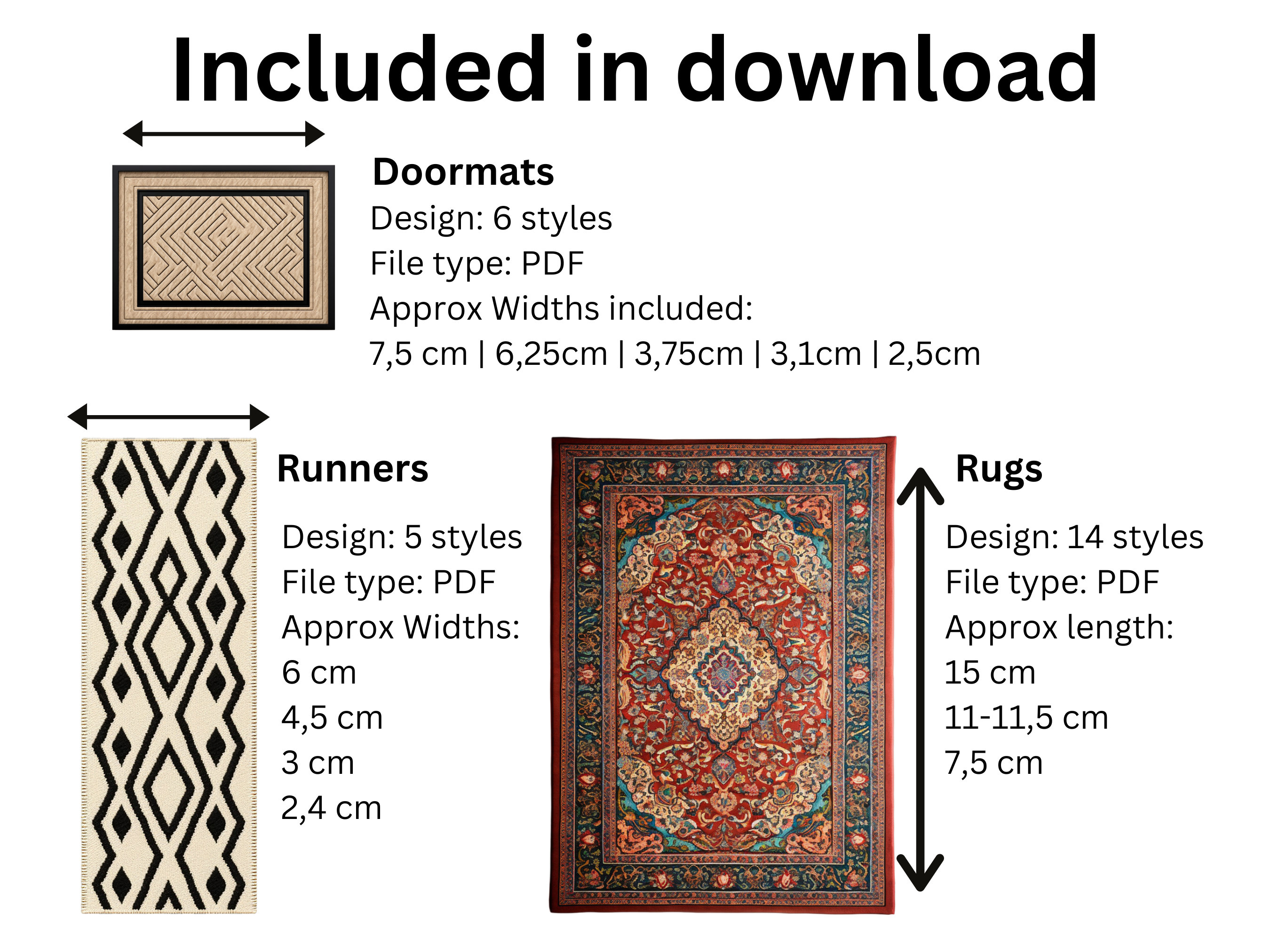 Dollhouse Rugs Printable. Printable Miniature Doormats and Runner ...