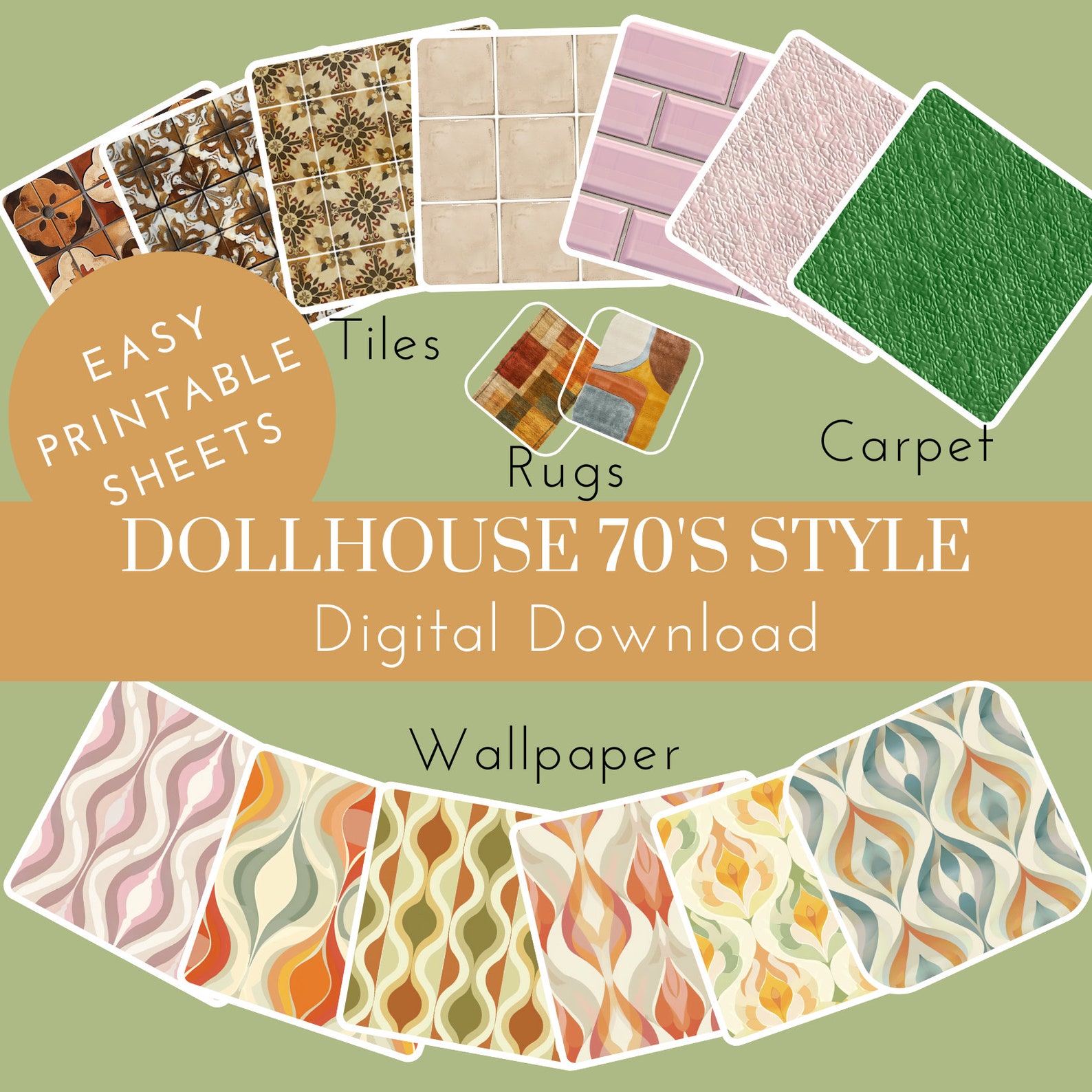 Dollhouse 70's Style Printable Sheets, Wallpapers, Tiles, Carpets ...