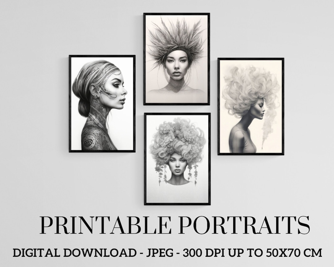 Black and White Portrait Poster Art,digital Download,printable Art ...