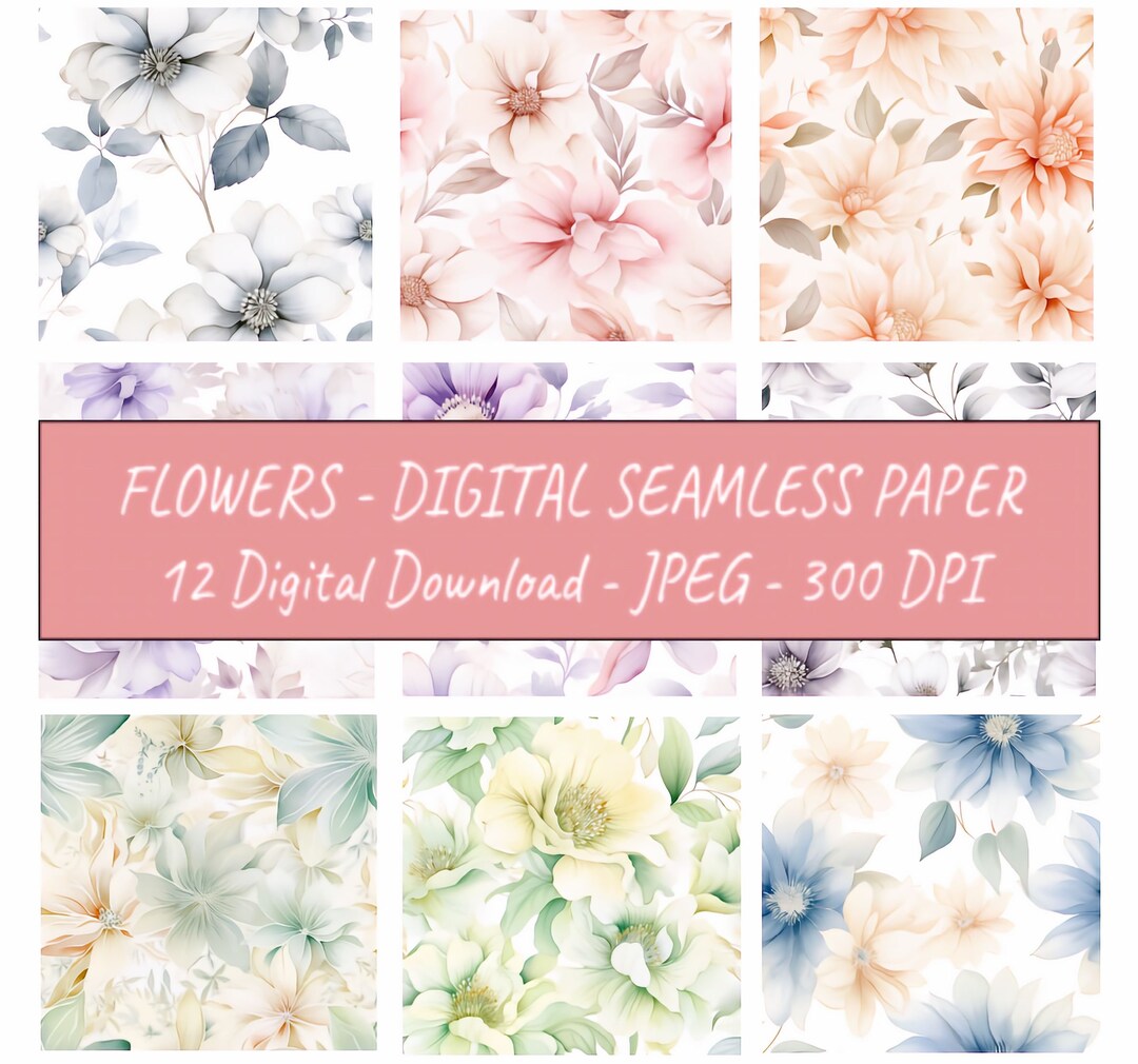 Dreamy Pastel Floral Seamless Pattern, Digital Download, Seamless Paper ...