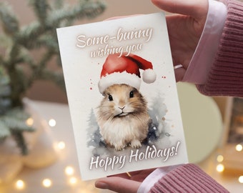 Card Christmas Printable Printable Christmas Card Bunny - Etsy