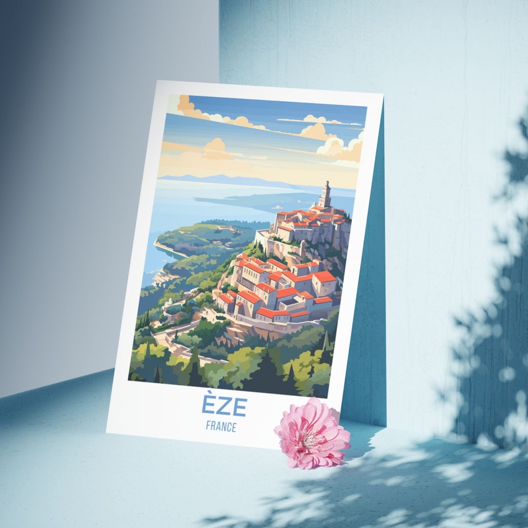 Èze Travel Art Print Eze France Poster Retro French Riviera Travel ...