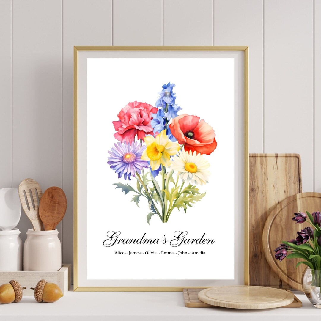 Custom Grandma Garden Print Grandma Birth Month Flower Garden Printable ...