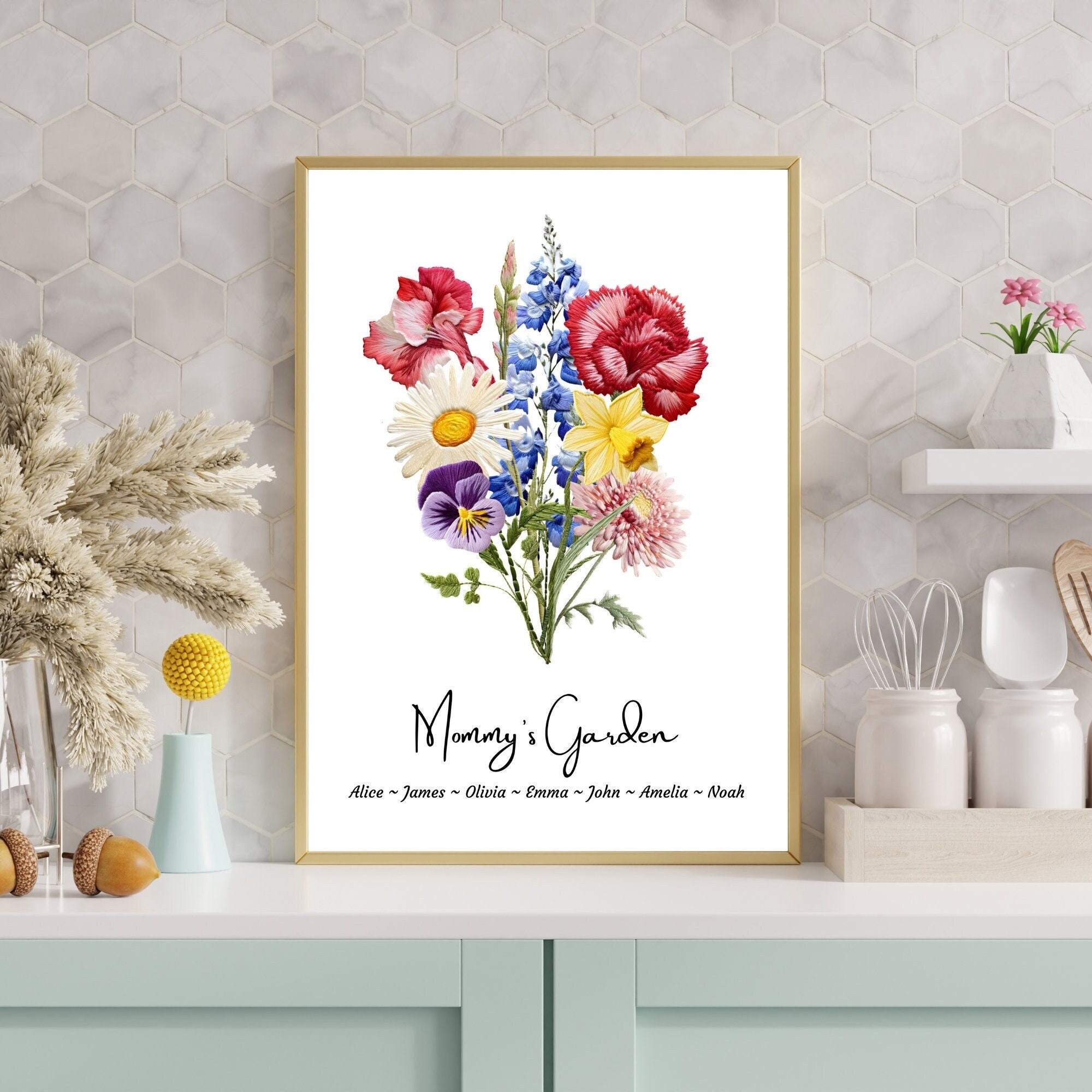 Personalized Mom's Garden Art Print Custom Birth Month Flower ...