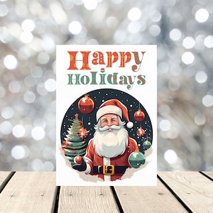 Santa Happy Holidays Card Digital Download Printable Christmas Postcard ...