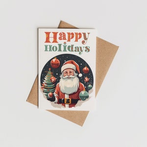 Santa Happy Holidays Card Digital Download Printable Christmas Postcard ...