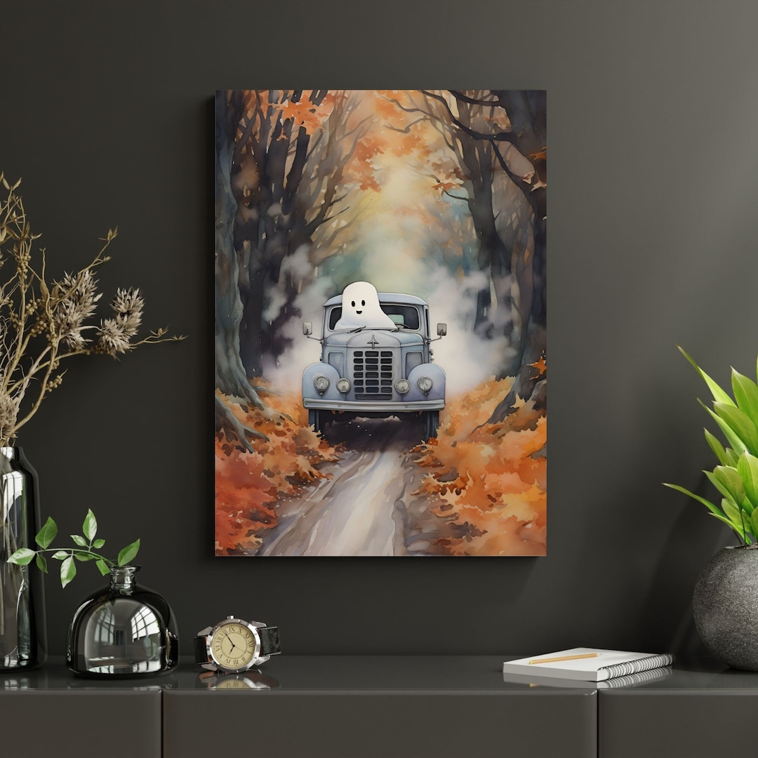 Ghost Driving a Truck Printable Art Cute Baby Ghost Print - Etsy