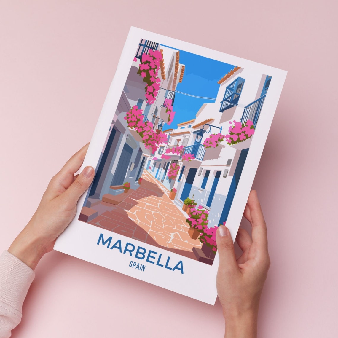 Marbella Travel Art Print Marbella Spain Poster Retro Spanish Travel ...