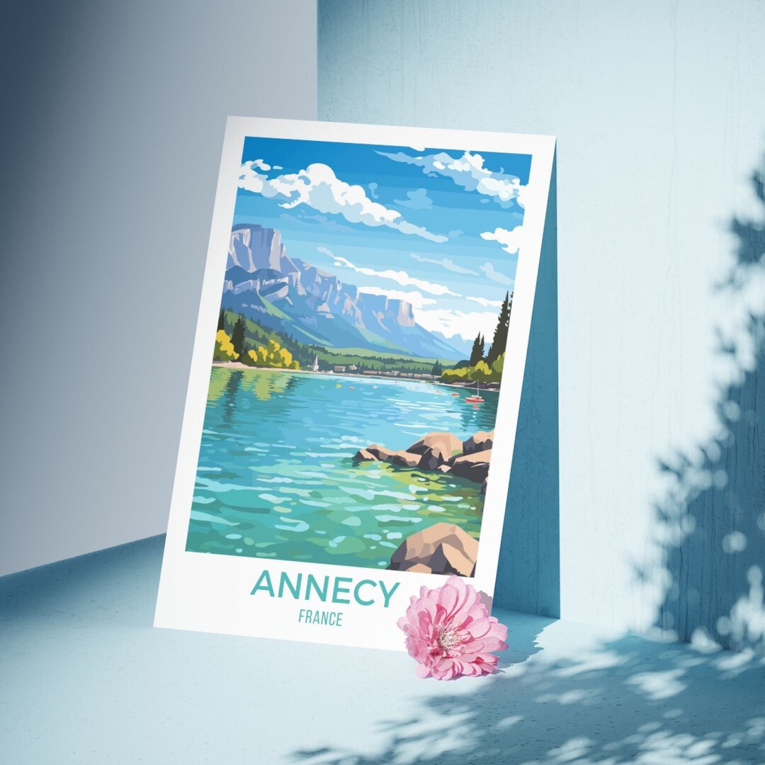 Lake Annecy Travel Art Print Annecy France Poster Retro French Alps ...