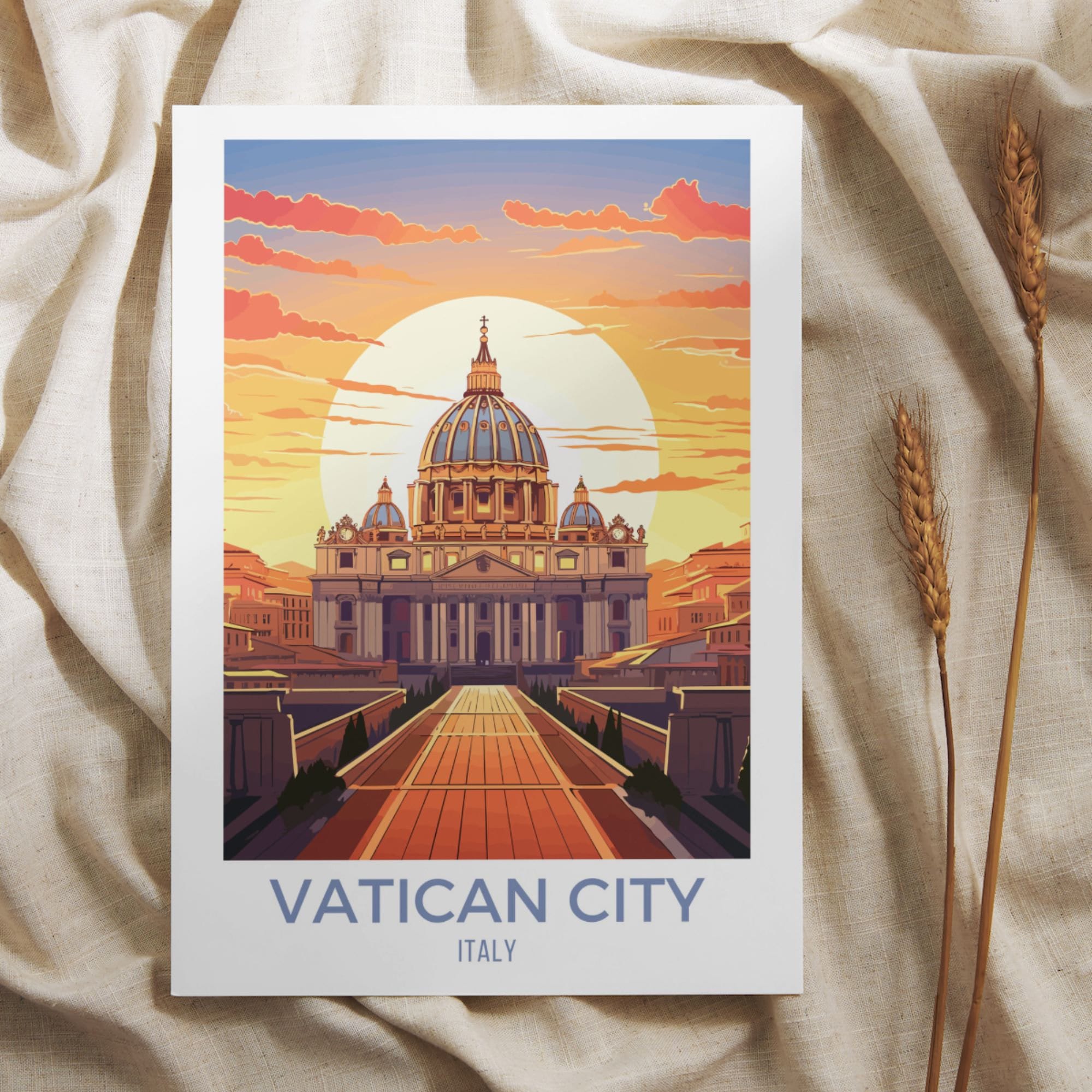 Vatican City Art Print Rome Italy Travel Poster Retro Vatican Travel ...