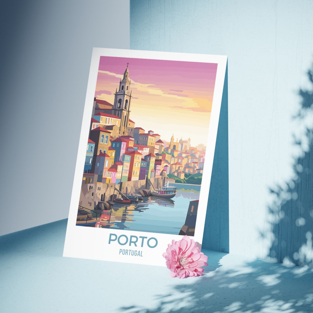 Porto Portugal Travel Poster Porto Art Print Retro Portuguese Travel ...